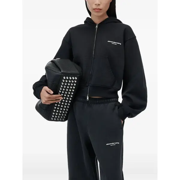 Alexander Wang Cotton Hooded Zip Up Sweatshirt