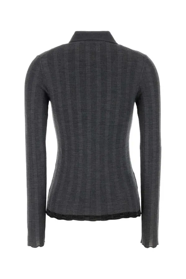 Prada Grey Wool Blend Polo Shirt