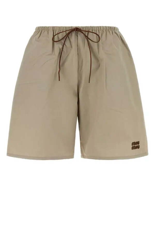 Miu Miu Sand Poplin Bermuda Shorts