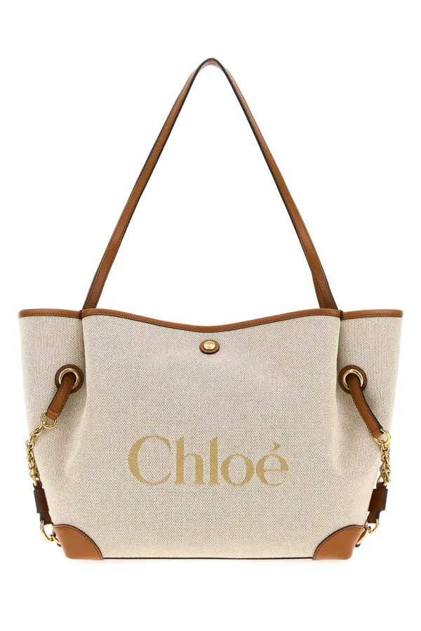 Chloé Sand Canvas Clover Shopping Bag