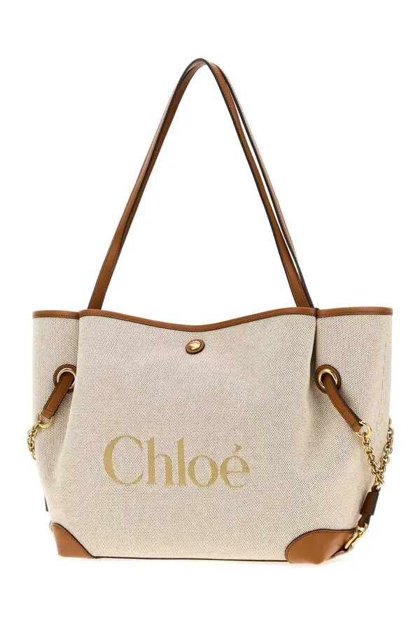 Chloé Sand Canvas Clover Shopping Bag
