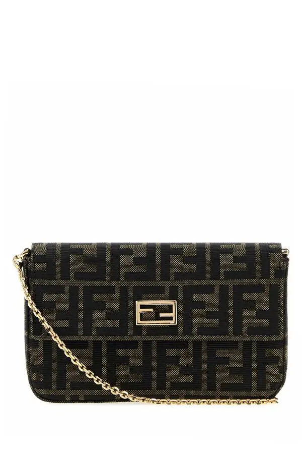 Fendi Embroidered Jacquard Tube Wallet