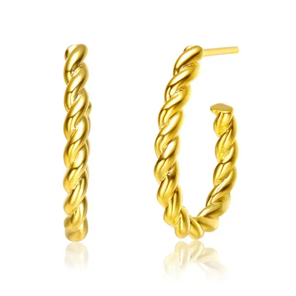 GENEVIVE Rachel Glauber Plated Twisted Open Hoop Earrings - Gold