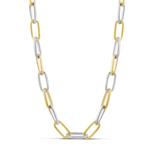 SHYMI Two Tone Oval Paper Clip Necklace - Silver/gold