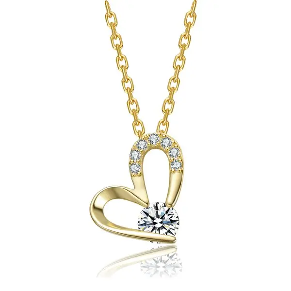GENEVIVE Rachel Glauber Plated Heart Design Pendant Necklace - Gold