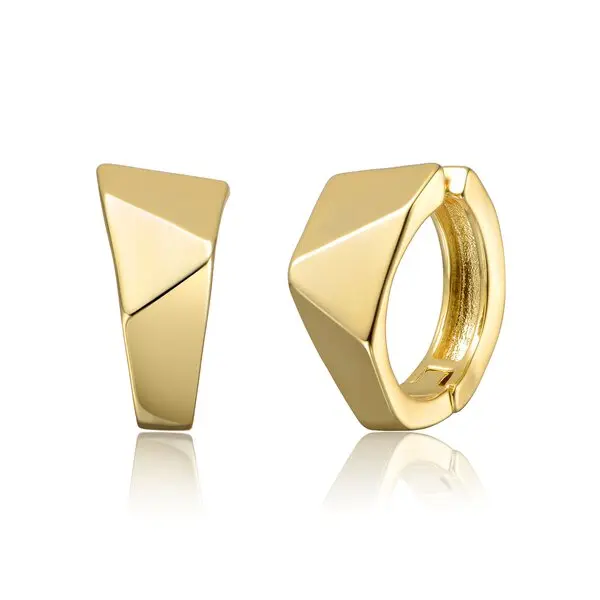 GENEVIVE Yellow Plated Geometric Infinity Mini Hoop Earrings - Gold