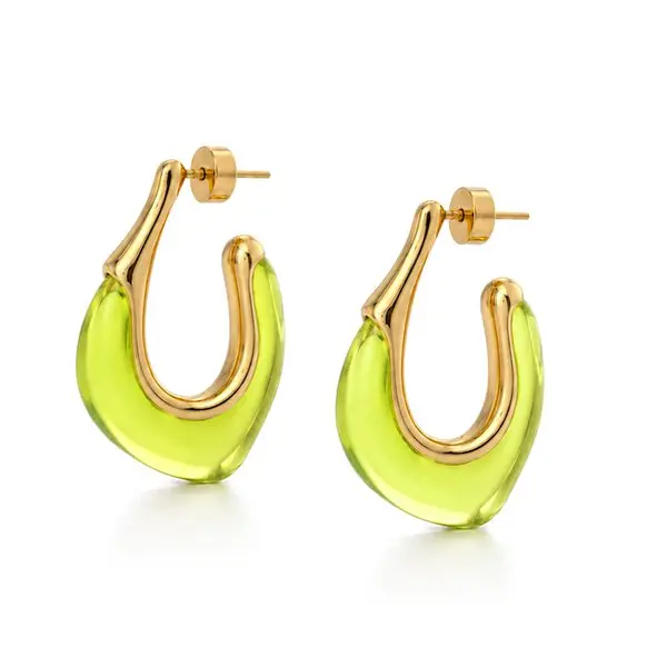 HYE JANE JEWELRY Gaia Transparent Lime Resin Hoop Earrings - Green
