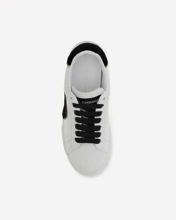 Dolce & Gabbana Leather Sneakers With Logo - White