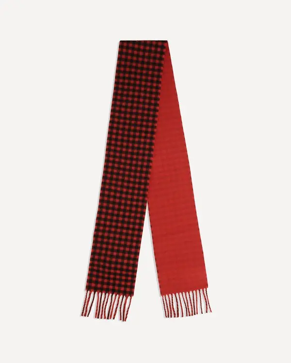 AMI Paris De Coeur Checked Wool Scarf