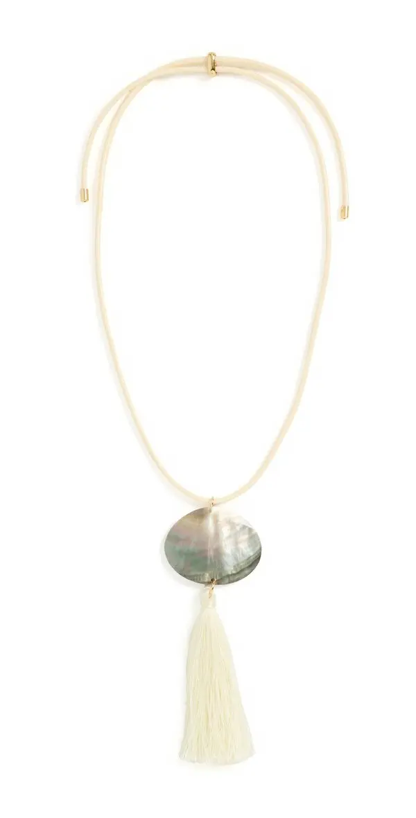 LOGAN TAY Iridescent Shell Tassel Necklace - White