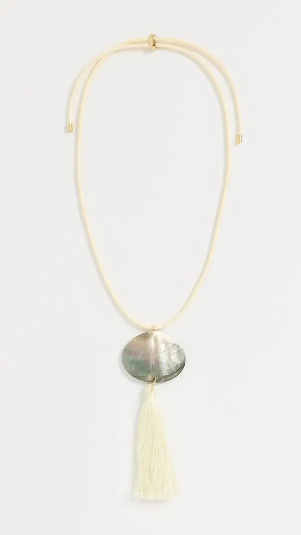 LOGAN TAY Iridescent Shell Tassel Necklace