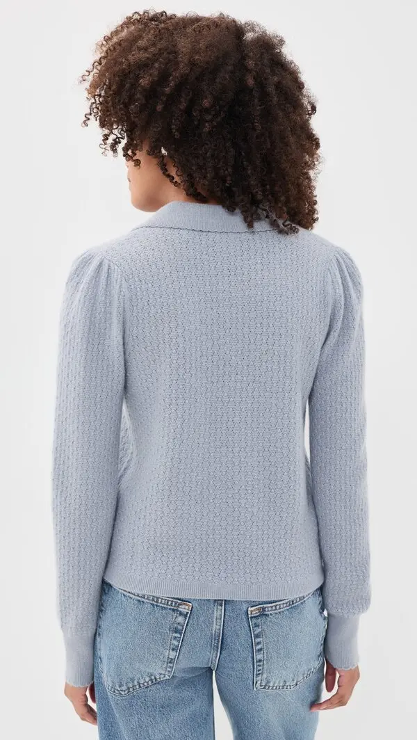 FRAME The Long Sleeve Honeycomb Polo Sweater
