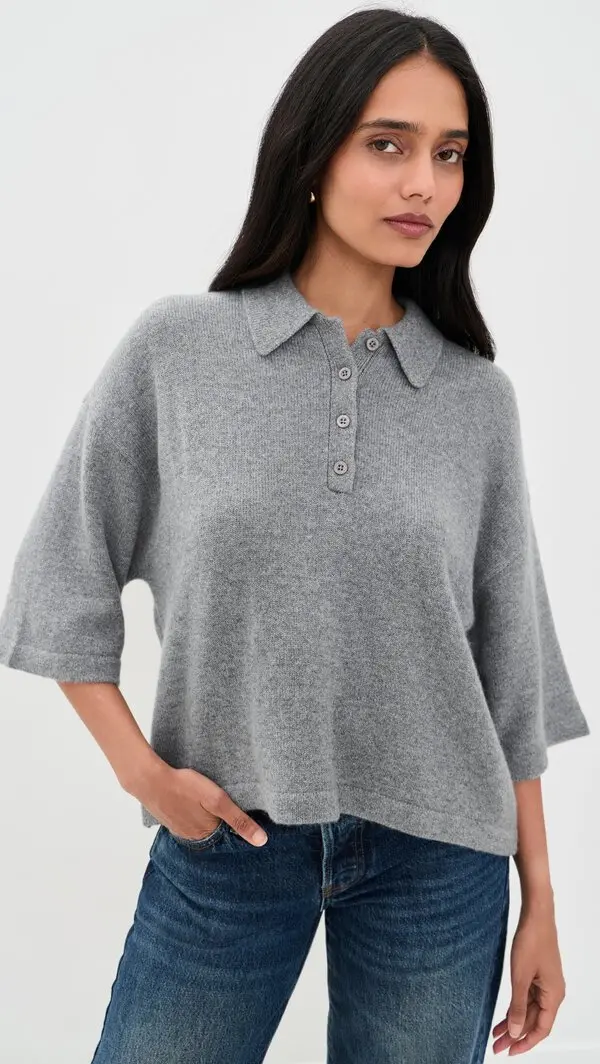 FRAME The Academy Polo Cashmere Pullover