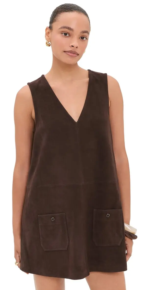 FRAME Suede Safari Tent Dress - Dark Brown