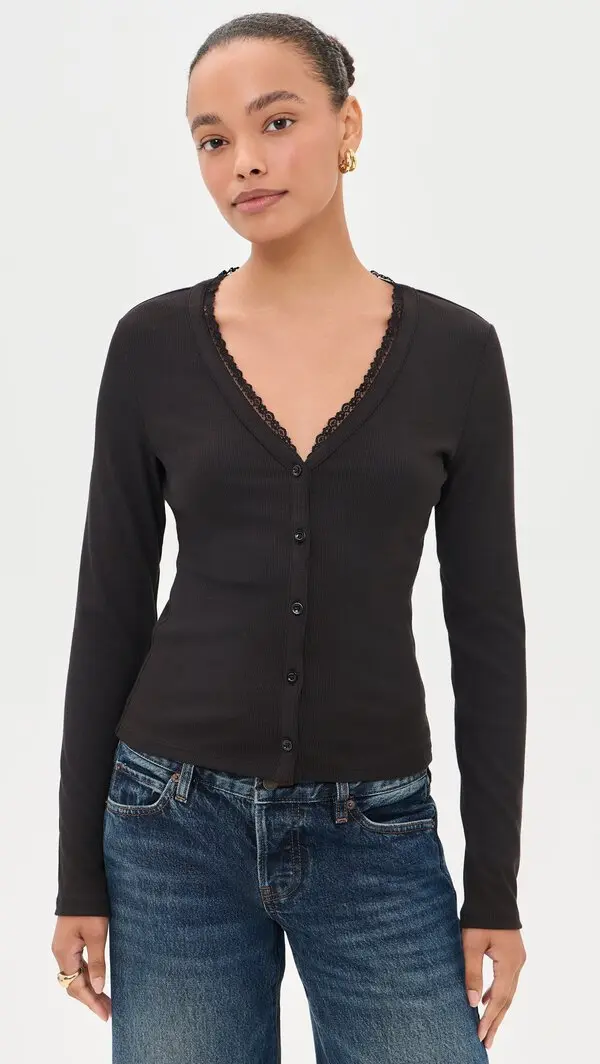 FRAME The Rib Trim Cardigan