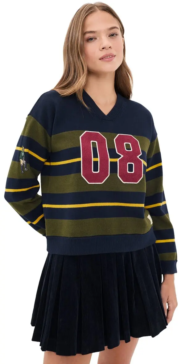 Sea Mina Novelty V Neck Sweater - Green