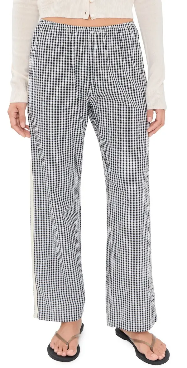 Donni. The Cotton Gingham Stripe Crop Pants