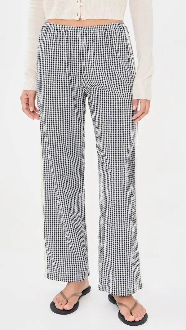 Donni. The Cotton Gingham Stripe Crop Pants