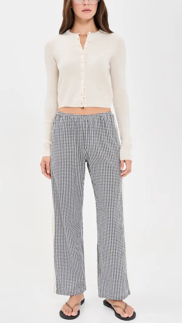 Donni. The Cotton Gingham Stripe Crop Pants