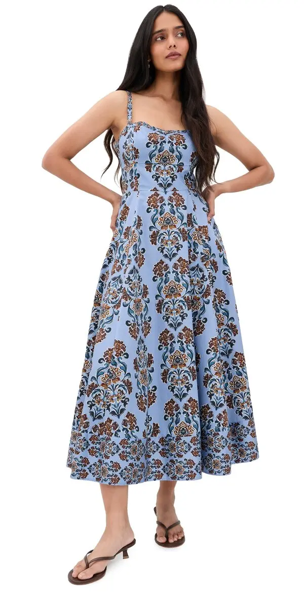 Hill House Home The Margot Dress - Iris Medallion/cornflower