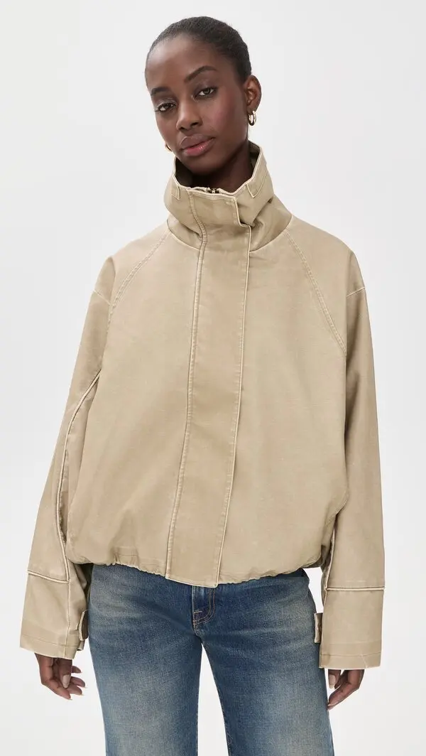 Lioness Faux Leather Shoreline Funnel Jacket - Camel