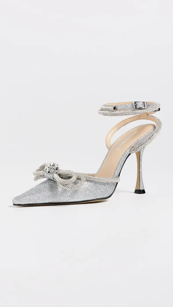 Mach & Mach Double Bow Glitter High Heels