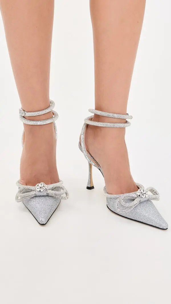 Mach & Mach Double Bow Glitter High Heels