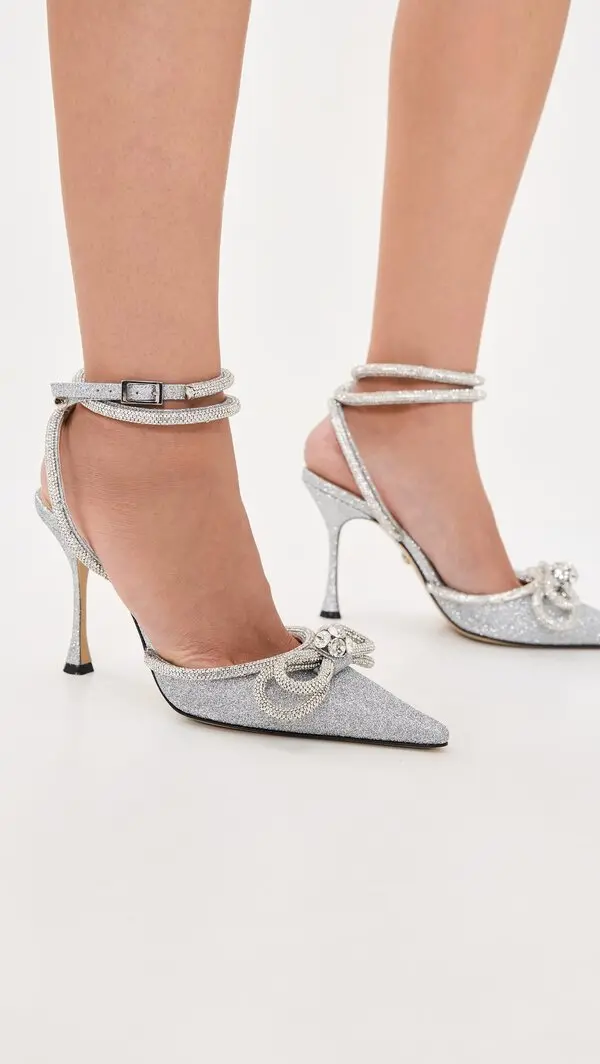 Mach & Mach Double Bow Glitter High Heels