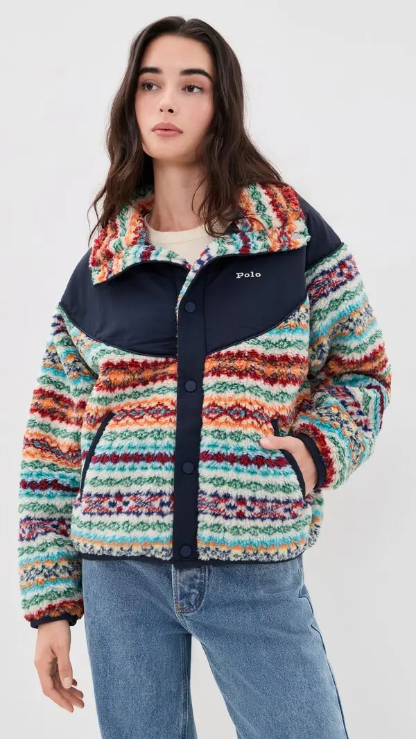 Polo Ralph Lauren Jacquard Knit Funnel Neck Jacket