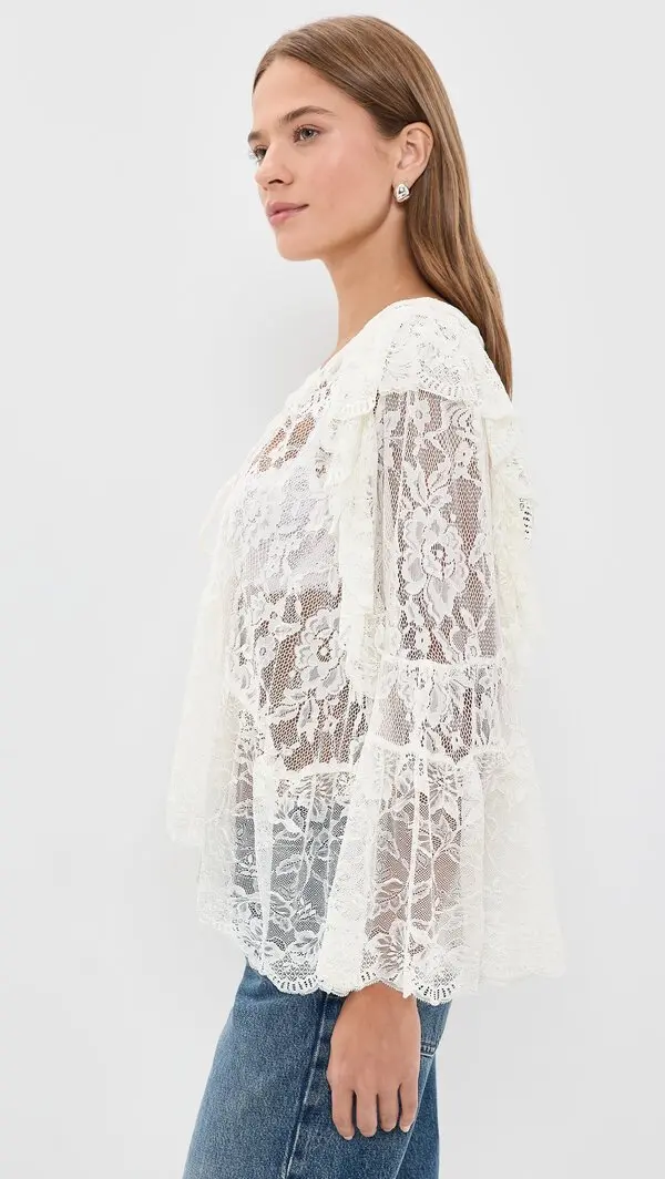 ANOTHER GIRL Oversized Tie Front Lace Blouse