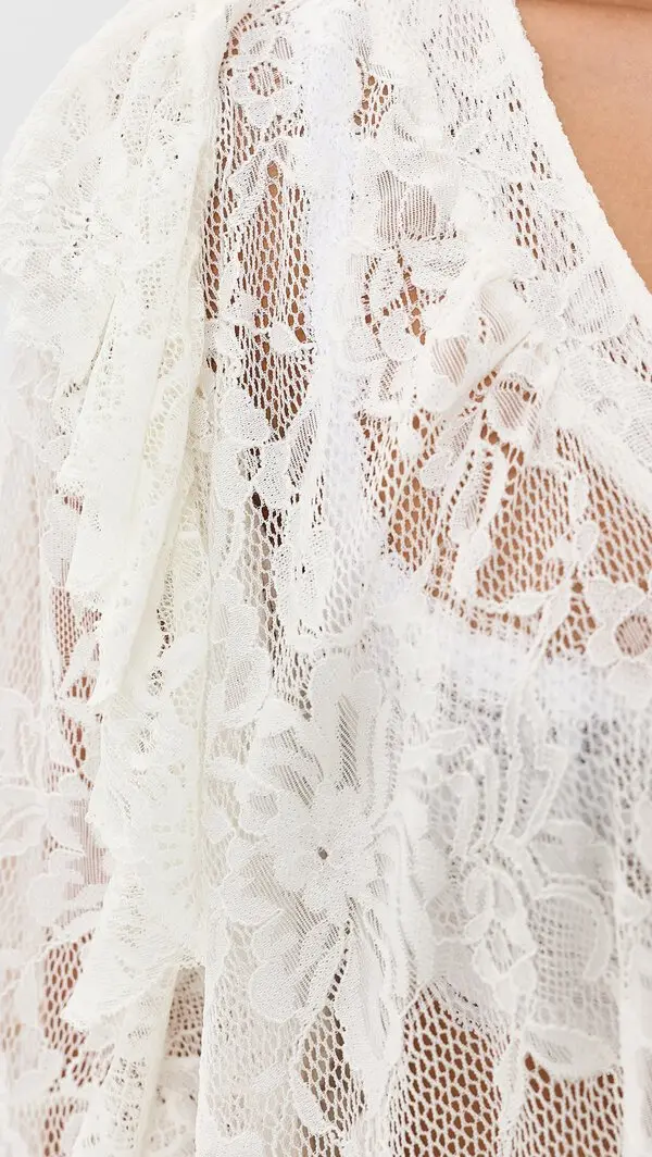 ANOTHER GIRL Oversized Tie Front Lace Blouse