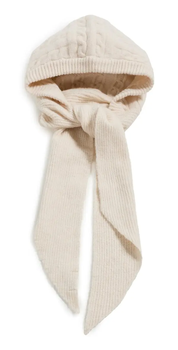 Hat Attack Cable Hooded Scarf - Ivory