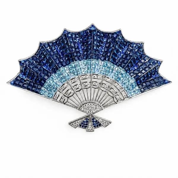 ANGEL BAROCCO Gradient Crystal Fan Brooch