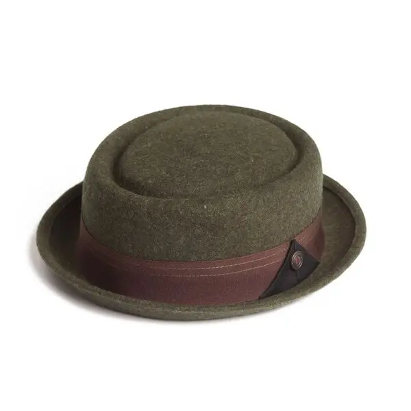 DASMARCA HATS Quintin Moss Felt Oval Crown Porkpie Hat
