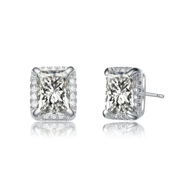 GENEVIVE Radiant Cut Cubic Zirconia Stud Earrings - White