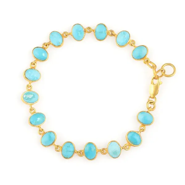OPIUM JEWELS Gold / Blue Orbit Bracelet Cabochon Arizona Turquoise - Gold/blue