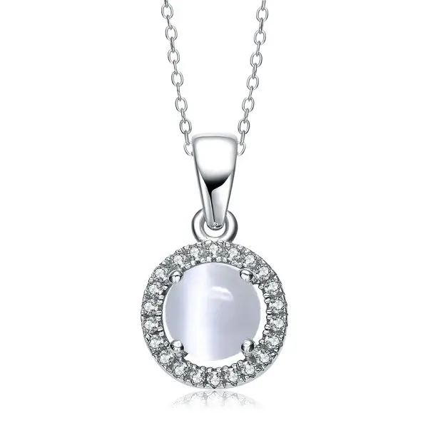 GENEVIVE White / Silver Sterling Silver Rhodium Plated White Cubic Zirconia Pendant - White/silver