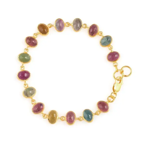 OPIUM JEWELS Orbit Bracelet Cabochon Tourmalines - Gold