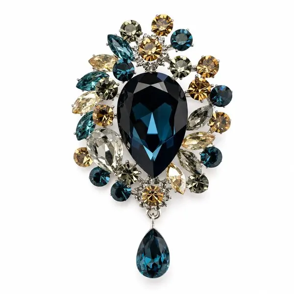 ANGEL BAROCCO Vintage Crystal Cluster Drop Brooch