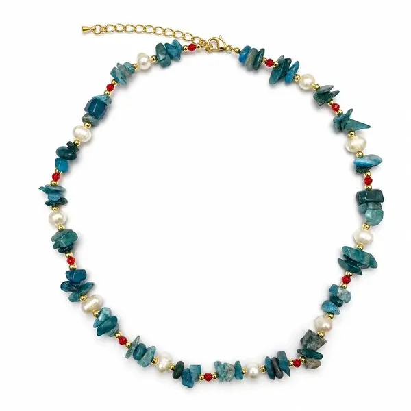 ANGEL BAROCCO Apatite & Freshwater Pearl Gemstone Necklace - Blue