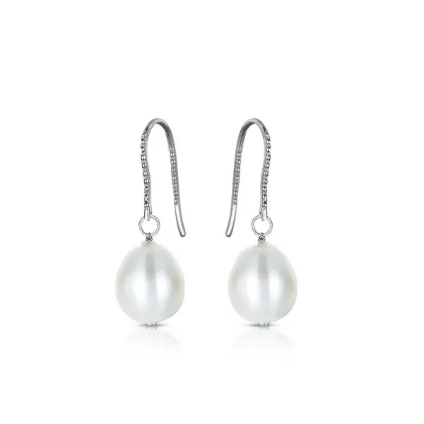 GENEVIVE Brigitte Classic Drop Earrings - White/silver