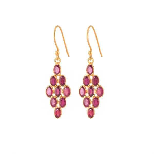 OPIUM JEWELS Gold / Red Night Star Jali Drops Rubies - Gold/red