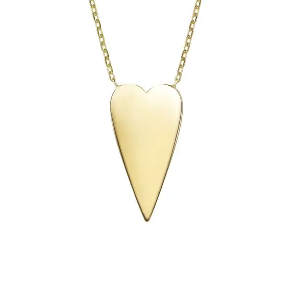 GENEVIVE Rachel Glauber Plated Elongated Modern Shiny Heart Layering Necklace - Gold