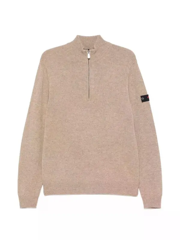 Peuterey Trebe Half-zip Logo-patch Sweater - Neutrals