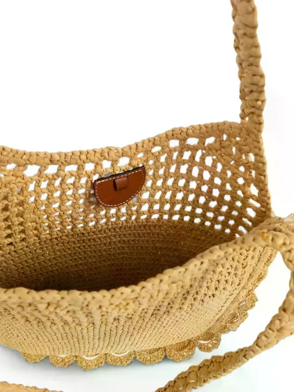Ulla Johnson Marina Ruffled Raffia Shoulder Bag - Neutrals