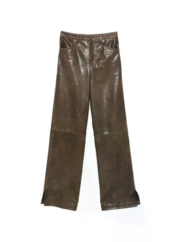 GOLDEN GOOSE Embossed Leather Trousers - Green