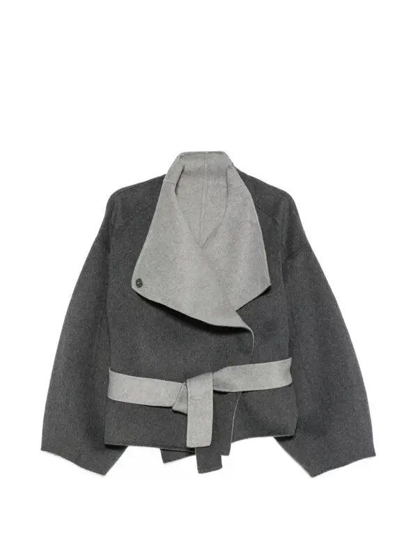 THE FRANKIE SHOP Belted Shawl-collar Coat - Grey