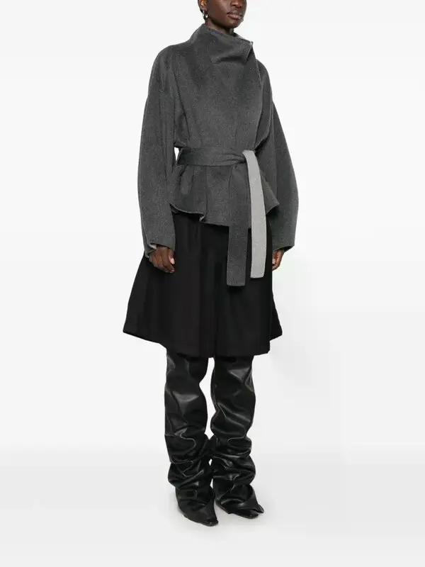 THE FRANKIE SHOP Belted Shawl-collar Coat - Grey