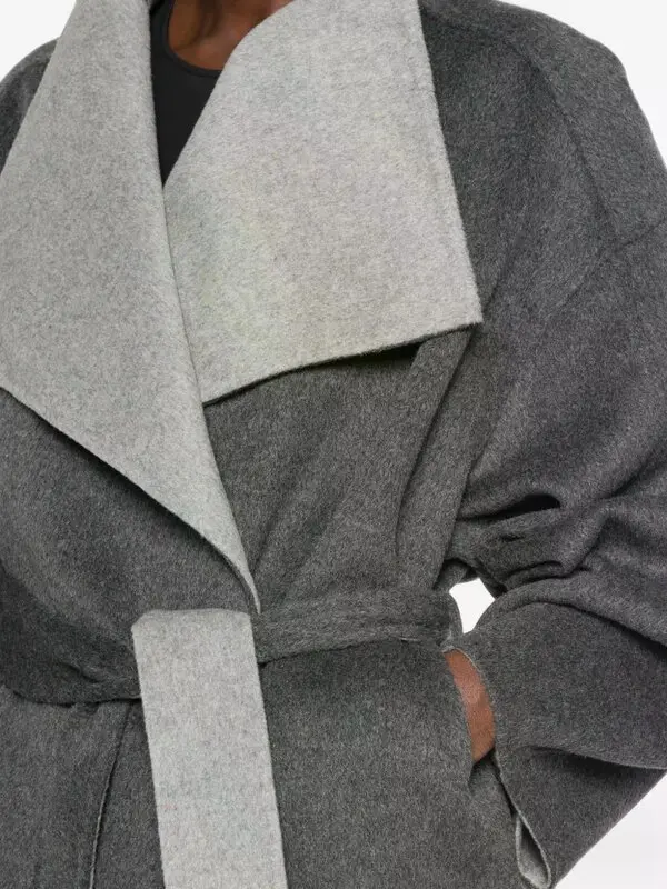 THE FRANKIE SHOP Belted Shawl-collar Coat - Grey