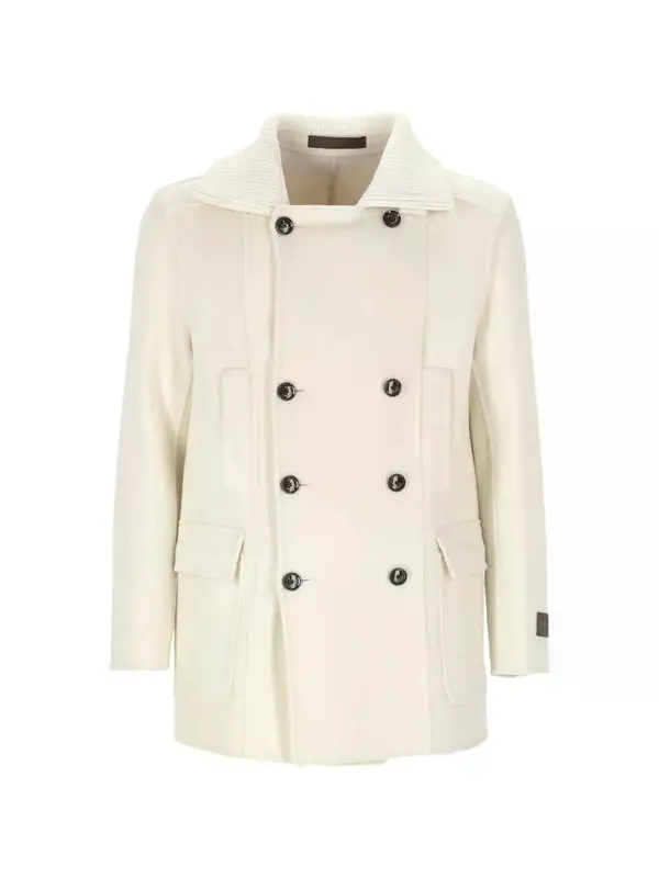 ON THE BUND Double-breasted Ribbed-collar Coat